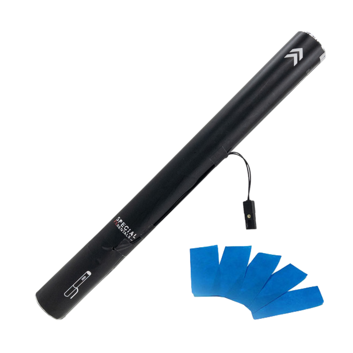 19″ Blue Rectangle Tissue Confetti Electric E-Cartridge Confetti Cannon ...