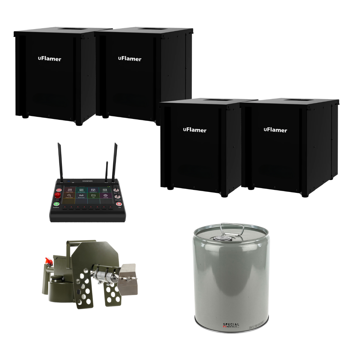 UFlamer Isopar Flame Machine Rental Package (4 Pack) and Flame Thrower ...